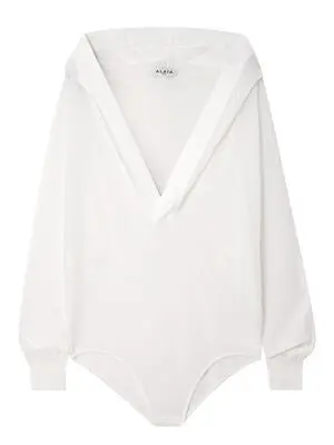 Alaïa Hooded Jersey Bodysuit - White