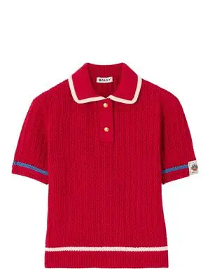 BALLY Bally Striped Open-knit Cotton Polo Shirt
