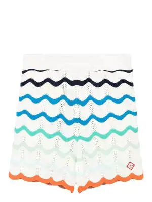 Casablanca Gradient Wave Crochet Shorts - White