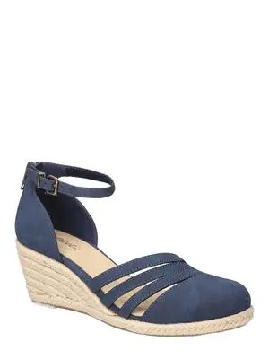 EASY WORKS BY EASY STREET Daytona Espadrille Platform Wedges - Navy