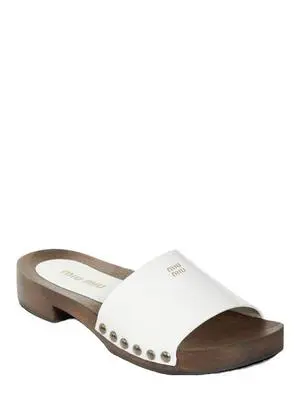 Miu Miu Clog Slide Sandal - Bianco