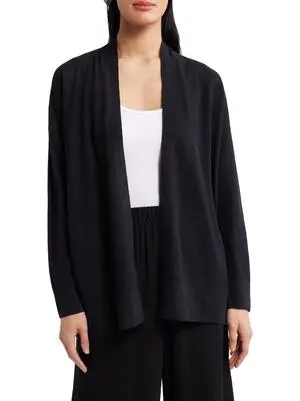 Eileen Fisher Organic Linen Blend Open Front Cardigan - Black