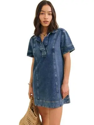 REFORMATION Clark Denim Mini Dress - Blue