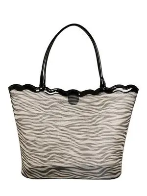 REFORMATION Isabella Raffia Tote Zebra Mesh