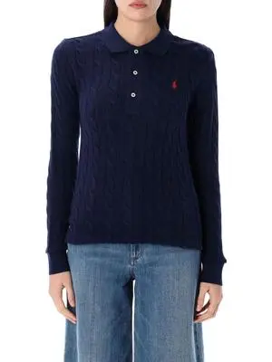 Polo Ralph Lauren Polo Ralph Lauren Cable Knit Polo Shirt Camel