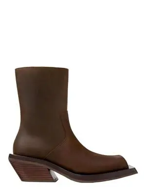 Camper Square Toe Zip Up Boots - Brown