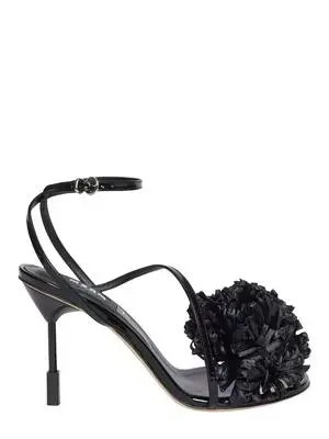 MSGM Floral Appliqué Stiletto Sandals - Black