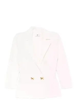Elisabetta Franchi Jewelled Bows Knit Blazer - White