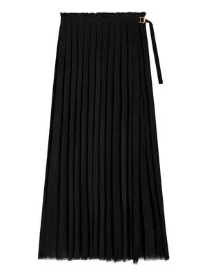 Ami Long Pleated Skirt - Black