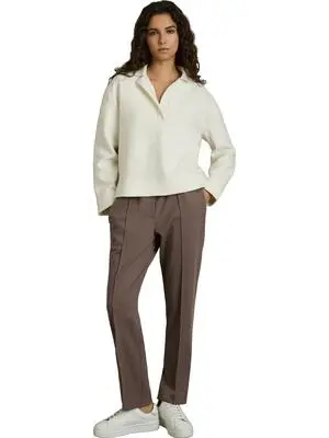 REISS Lucia Tapered Trousers - Mink Neutral