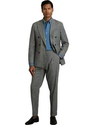 REISS Cut Puppytooth-check Tailored Trousers - Soft Grey