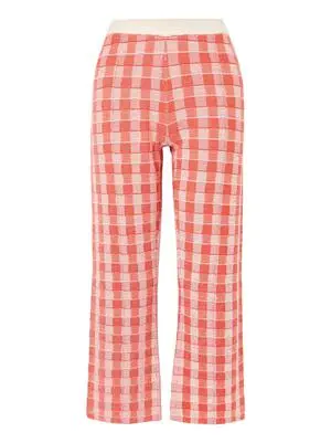 Guest In Residence Gingham Silk-blend Flared Pants - Red