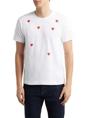 Play Comme Des Garcon Many Hearts Graphic T-shirt - White