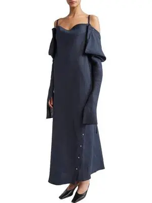 SETCHU Origami Convertible Linen Dress - Navy