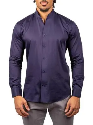 MACEOO Ceremony Prince Cotton Button-up Shirt - Blue