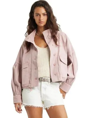 Treasure & Bond Blouson Sleeve Twill Utility Jacket - Pink Timber
