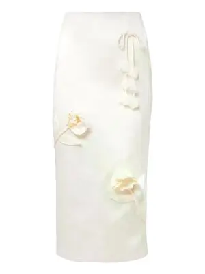 SELF-PORTRAIT Floral-appliqué Skirt - Neutrals