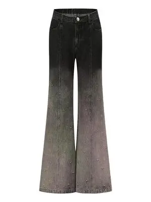 OUDE WAAG Gradient-print Flared Trousers - Black