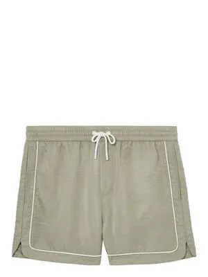 REISS Azure Piped Drawstring Swim Shorts - Pistachio/off White