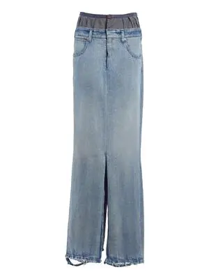 MAISON MARGIELA Cotton Maxi Skirt - Blue