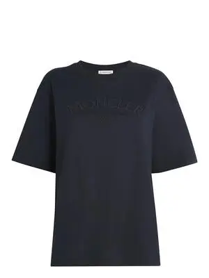 Moncler Cotton Logo T-Shirt Blue