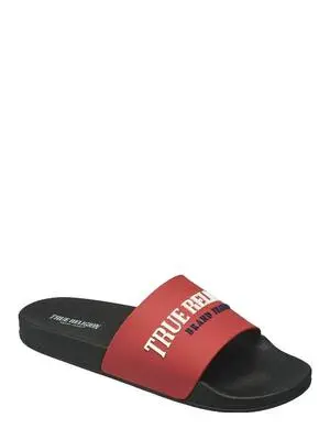 True Religion True Religion "Weezy" Logo Slide Sandals Red