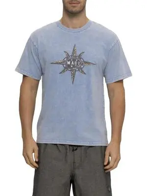 MAUI & SONS Mineral Wash Logo Graphic T-shirt - Blue