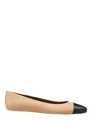 MARGAUX LONNBERG Cap-toe Pointe Flats - Dune And Black