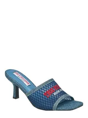 True Religion Denim Mesh Mule Heel - Blue