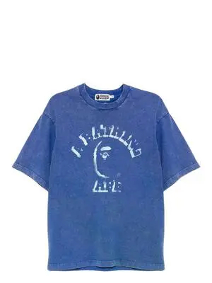 A BATHING APE Garment-dye Spray-print T-shirt - Blue