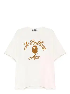 A BATHING APE Chain Stitch College T-shirt Neutrals
