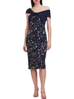 Js Collections Jeanne Sequin Embellished Cocktail Dress - Deep Navy