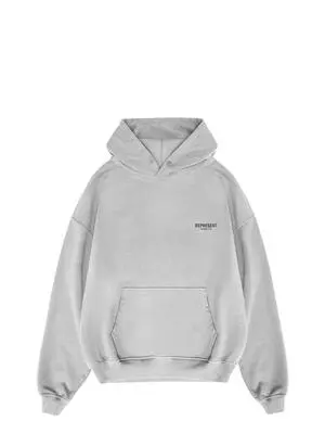 REPRESENT Owners' Club Cotton Graphic Hoodie - Ash Grey/ Black