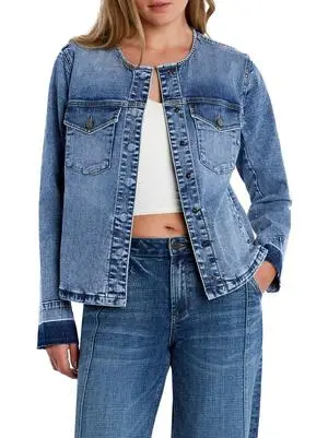 WASH LAB DENIM Clara Collarless Jacket - Preppy Blue