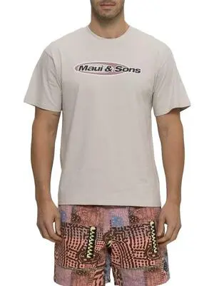 MAUI & SONS Flying Disc Cotton Graphic T-shirt - Cement