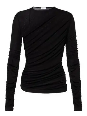 AGOLDE Tania Ruched Jersey Top - Black
