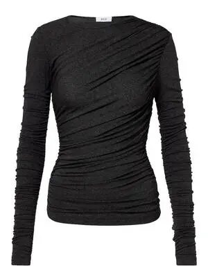 AGOLDE Tania Ruched Jersey Top Charcoal Heather - Grey