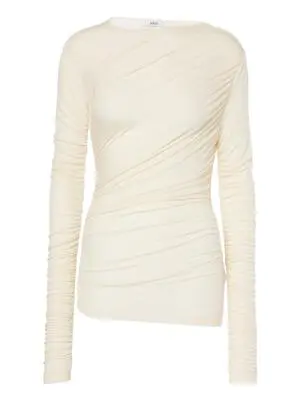 AGOLDE Agolde Tania Ruched Jersey Top - Charcoal Heather White