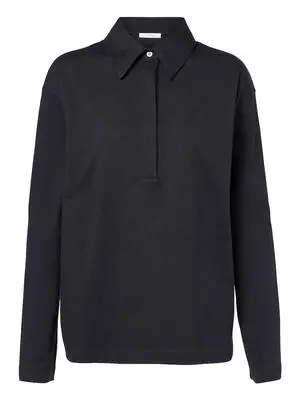 THE ROW Roddie Cotton And Silk Jersey Polo Shirt - Blue
