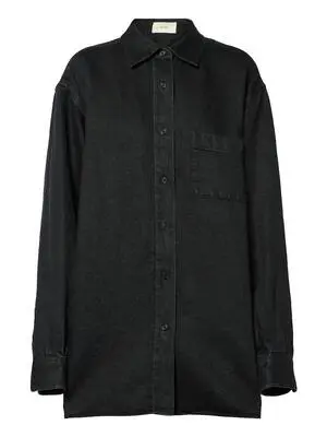 THE ROW Nesson Oversized Linen Shirt - Black