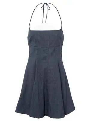 Staud Leone Linen-blend Denim Minidress - Blue