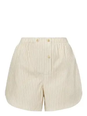 THE ROW Nicasia Striped Cotton Poplin Shorts - Green