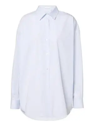 THE ROW Caster Striped Cotton Poplin Shirt White