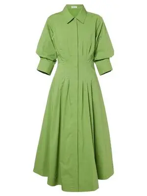 Simkhai Simkhai Jazz Cotton-Blend Poplin Midi Shirt Dress Green