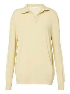 THE ROW Jovani Silk Polo Sweater - Yellow