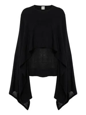 TOTÊME Draped Silk Top - Black