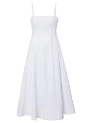 Staud Wylie Corset Cotton Midi Dress - White