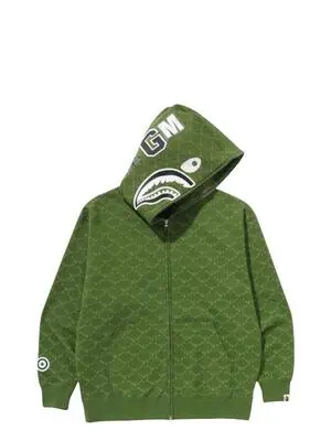 A BATHING APE College Monogram Shark Full Zip Hoodie - Green