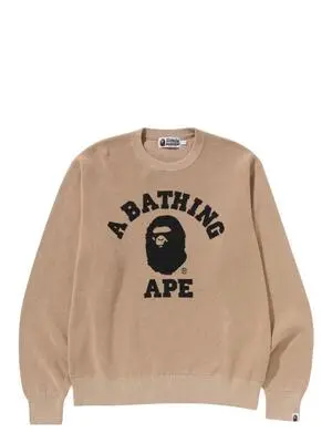 A BATHING APE College Waffle Crewneck Sweatshirt - Beige
