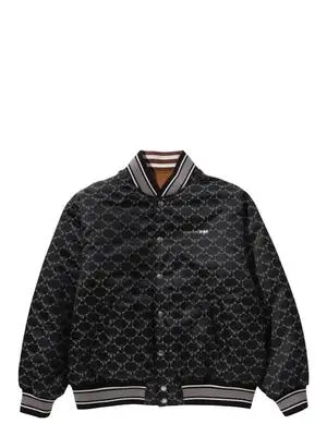 A BATHING APE Solid Camo Jacquard Nylon Reversible Bomber Jacket - Black